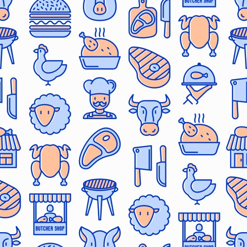 Butcher shop seamless pattern Royalty Free Vector Image