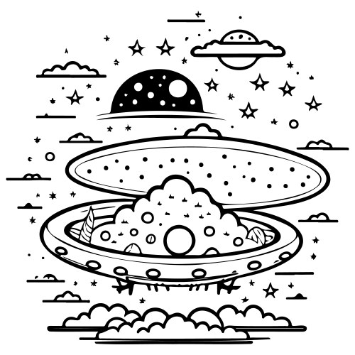 Doodle draw ufo sky galaxy space sketch Royalty Free Vector