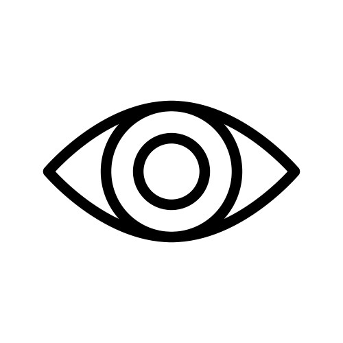 Eye icon black and white outline sign Royalty Free Vector