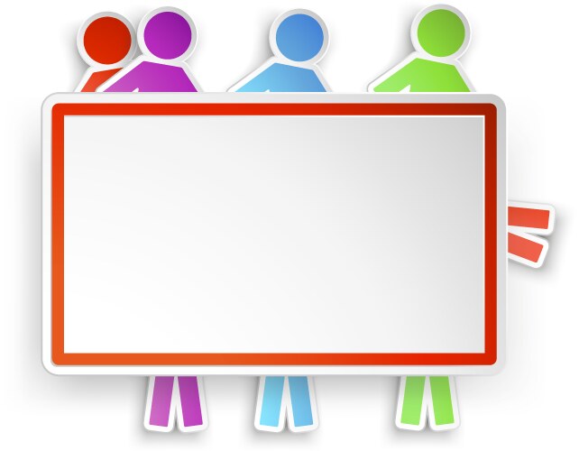 Two hands holding paper banner Royalty Free Vector Image