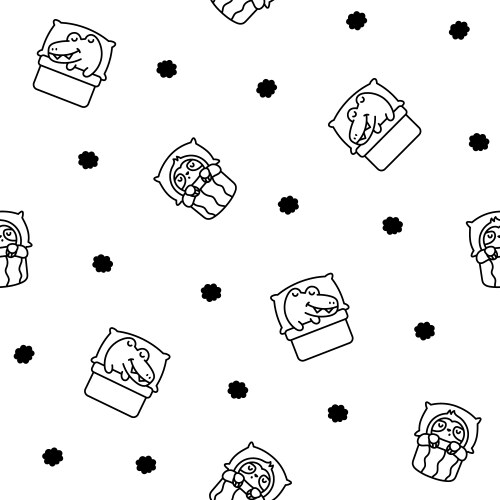 Cute sleeping animals in bed seamless pattern Vector Image