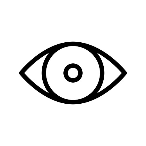 Eye icon black and white outline sign Royalty Free Vector