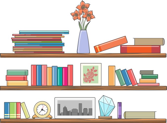 Book Shelf Cartoon Vector Images (over 6,700)