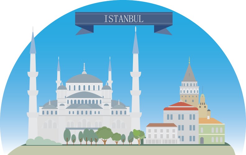 Landscape of the turkish city istanbul Royalty Free Vector