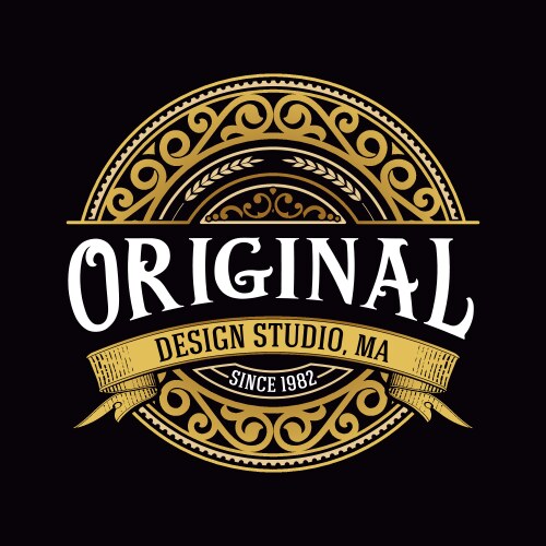 Original label with floral details Royalty Free Vector Image