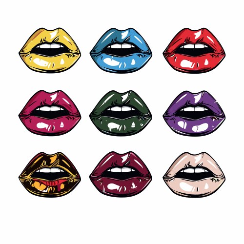 Collection colorful lip showing Royalty Free Vector Image