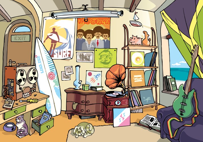 Editing room Royalty Free Vector Image - VectorStock