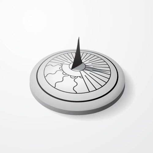 Sundial sun clock hand drawn Royalty Free Vector Image