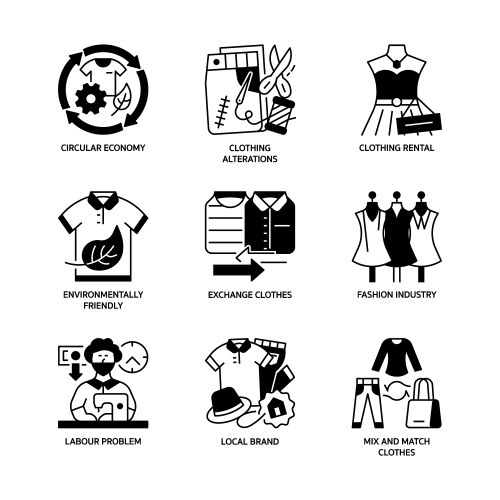 Sustainable fashion icon set Royalty Free Vector Image