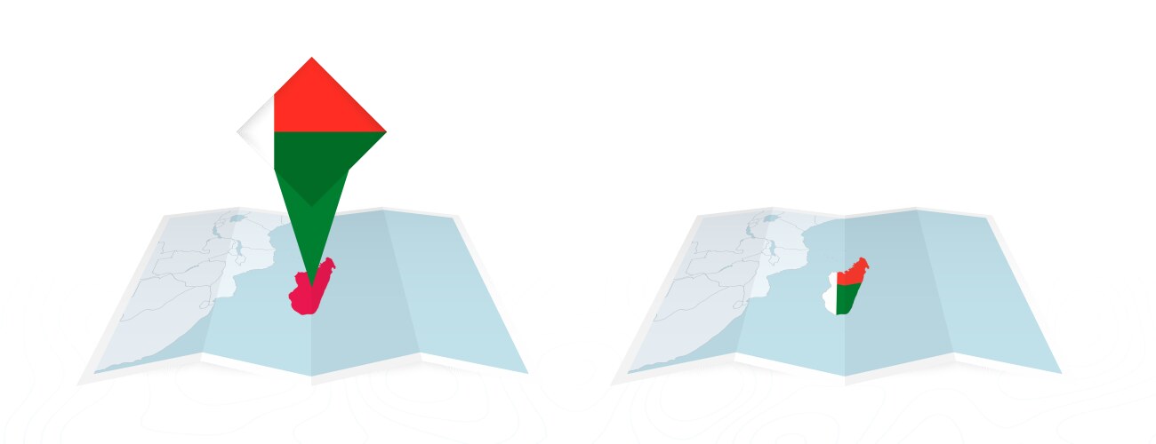 Two versions of an seychelles folded map one with Vector Image