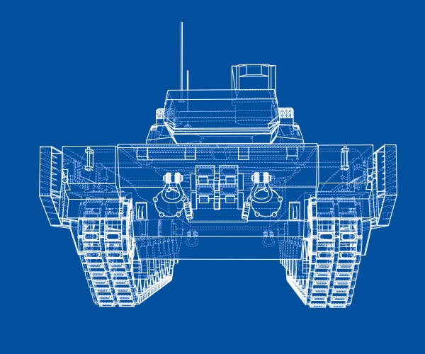Blueprint of realistic tank Royalty Free Vector Image
