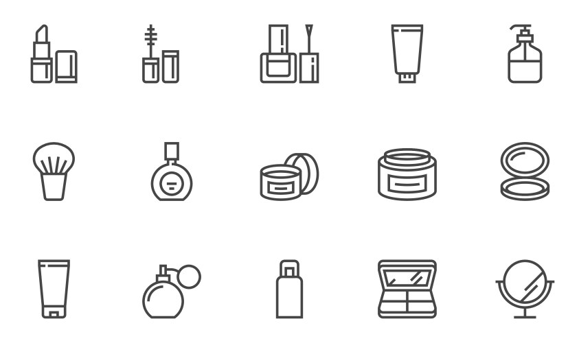Beauty and cosmetic line icons set Royalty Free Vector Image