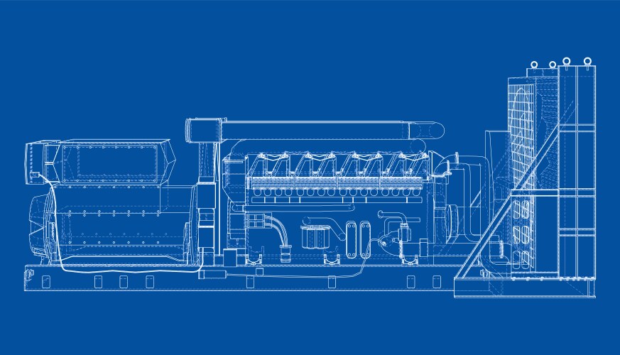 Mobile power generator blueprints Royalty Free Vector Image