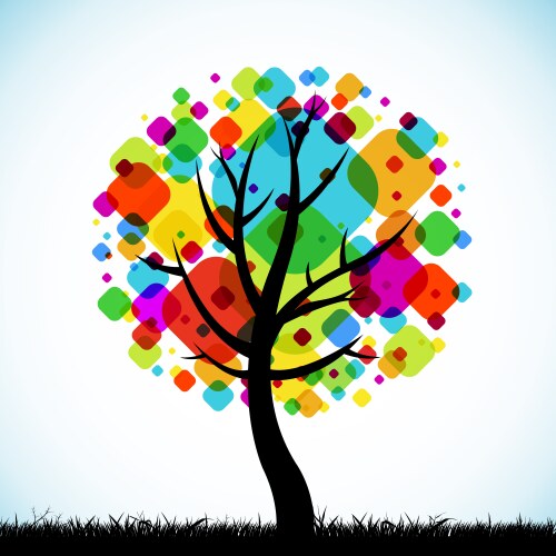 Colorful tree background Royalty Free Vector Image