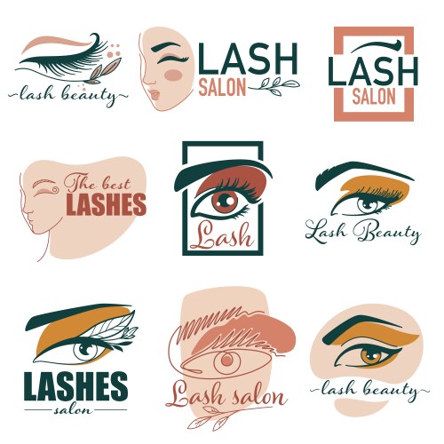 Set monochrome icons for eyelashes extension Vector Image