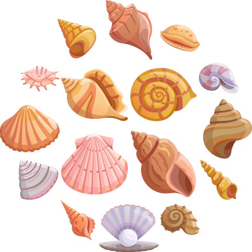 Seashells seamless pattern sea shell summer ocean Vector Image