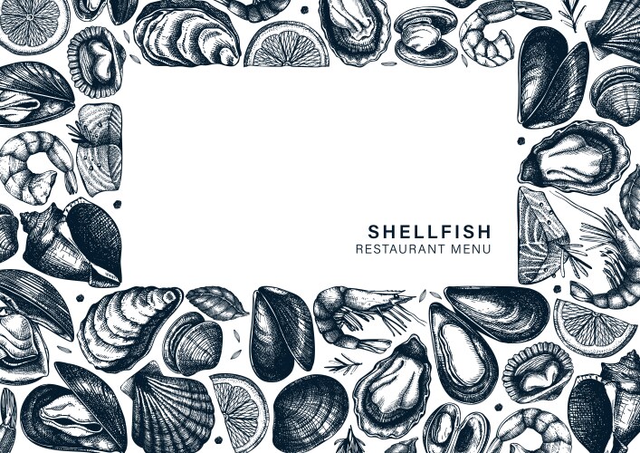 Hand drawn edible marine mollusks - oysters Vector Image