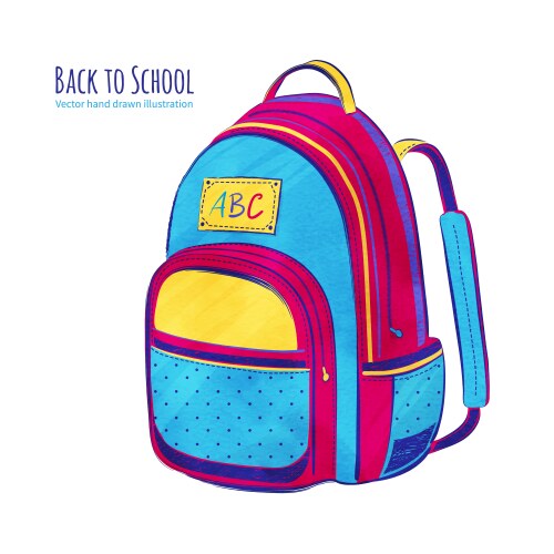 A blue school bag Royalty Free Vector Image - VectorStock
