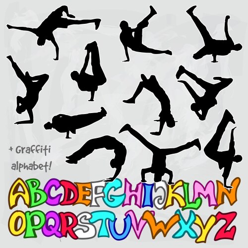 Teenager dancer hip hop breakdance outline Vector Image