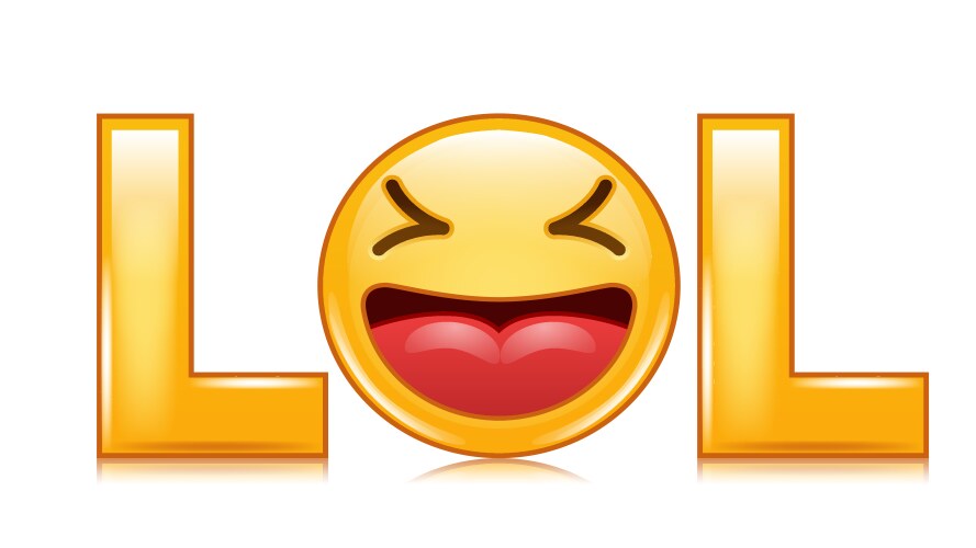 Smiling emoticon with laugh face Royalty Free Vector Image