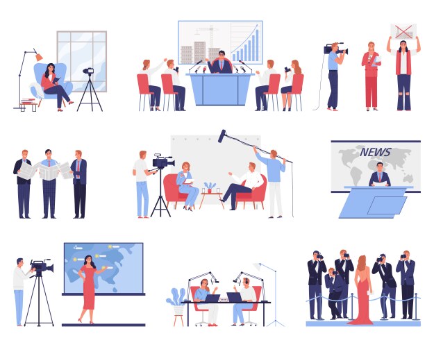 Flat mass media infographic template Royalty Free Vector