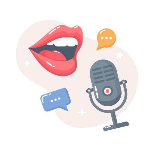 Talking mouth microphone and speech bubbles Vector Image