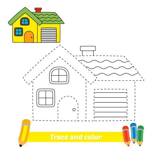 Coloring book for kids house Royalty Free Vector Image