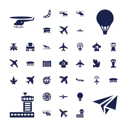 49 flight icons Royalty Free Vector Image - VectorStock