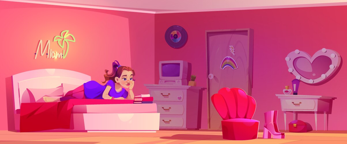 Girl sleeping in bedroom Royalty Free Vector Image