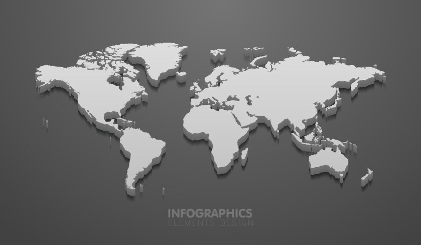 Greyscale world map on black background Royalty Free Vector