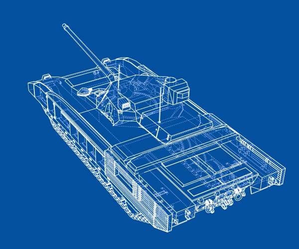 World war ii medium tank blueprint Royalty Free Vector Image