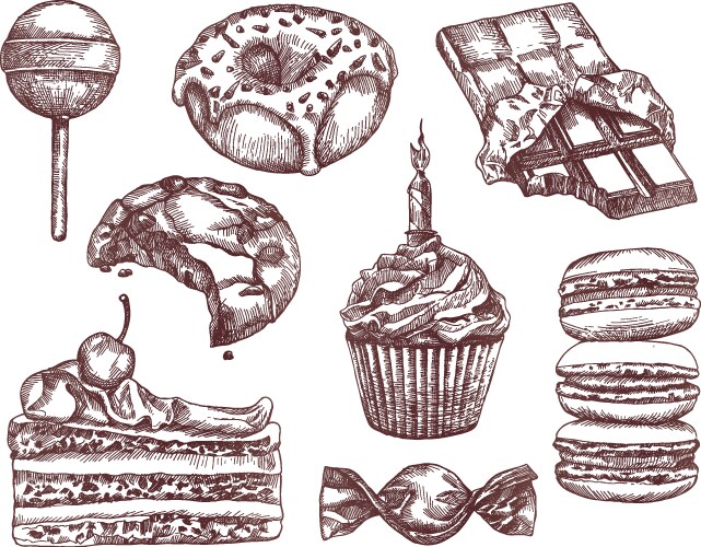 Hand drawn sketch cocoa chocolate product set Vector Image