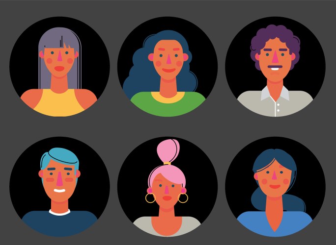 Material cartoon avatars trendy characters Vector Image