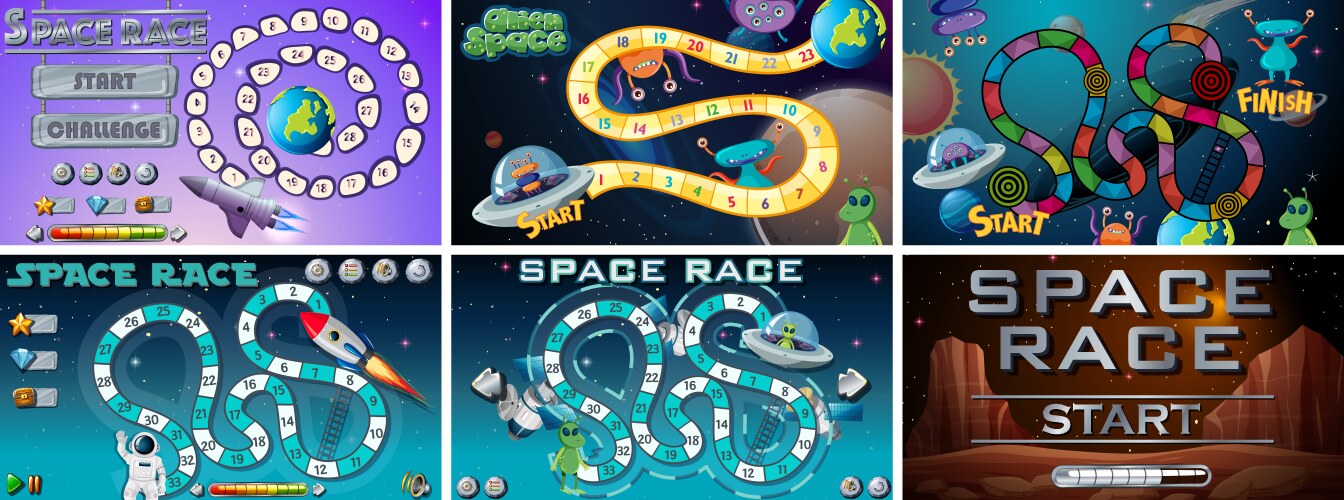 Cartoon space boardgame galaxy discovery kids game