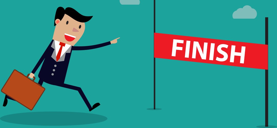 Businessman fell down before finish line Vector Image