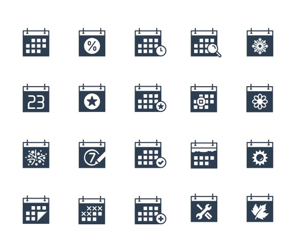 Calendar icons set with dates from 1 to 31 Vector Image