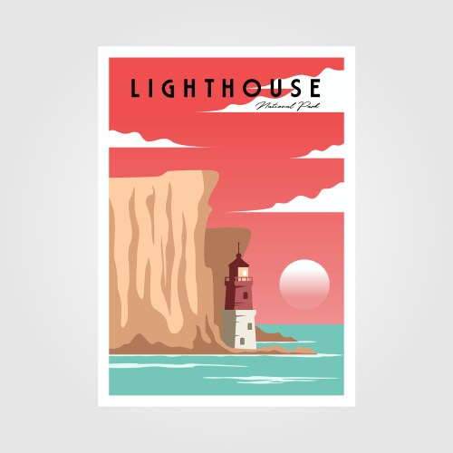 Lighthouse background template poster design Vector Image