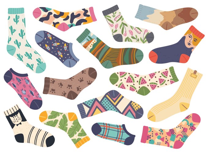 Socks set cartoon flat Royalty Free Vector Image