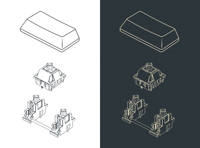 Switch and keycap for mechanical keyboard Vector Image