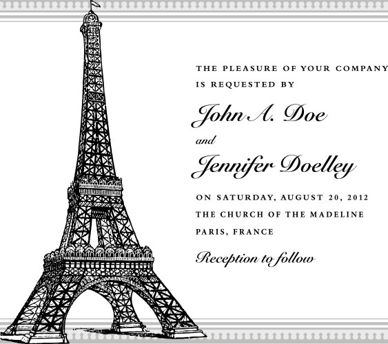 Paris wedding invitation Royalty Free Vector Image