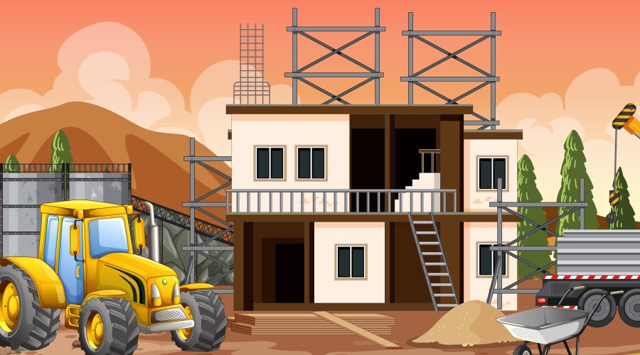 Construction site in paper Royalty Free Vector Image