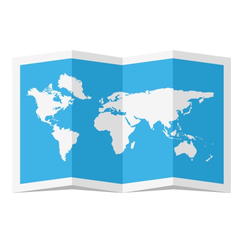 Folded world map with pins Royalty Free Vector Image