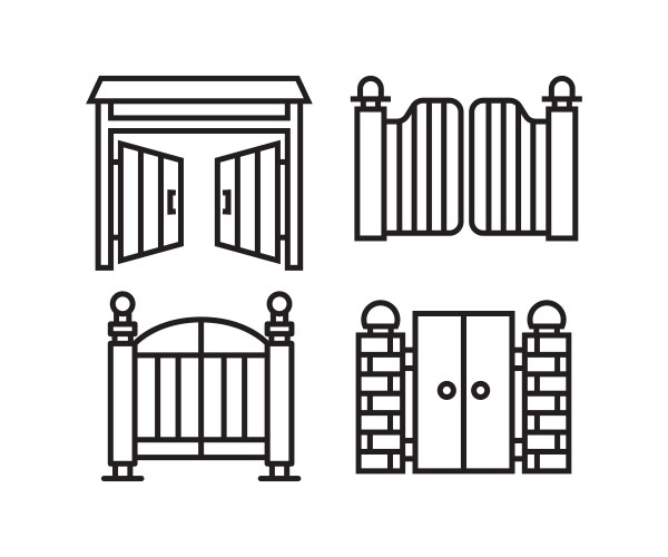 Gate and fence icons Royalty Free Vector Image