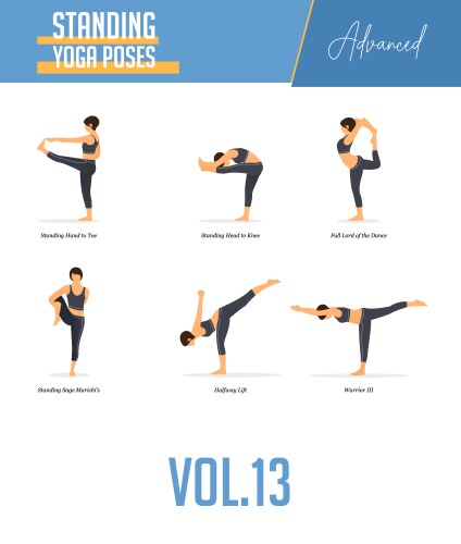Yoga poses for balancing and standing Royalty Free Vector