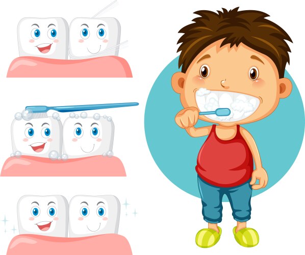Boy and girl brushing teeth in the bathroom Vector Image