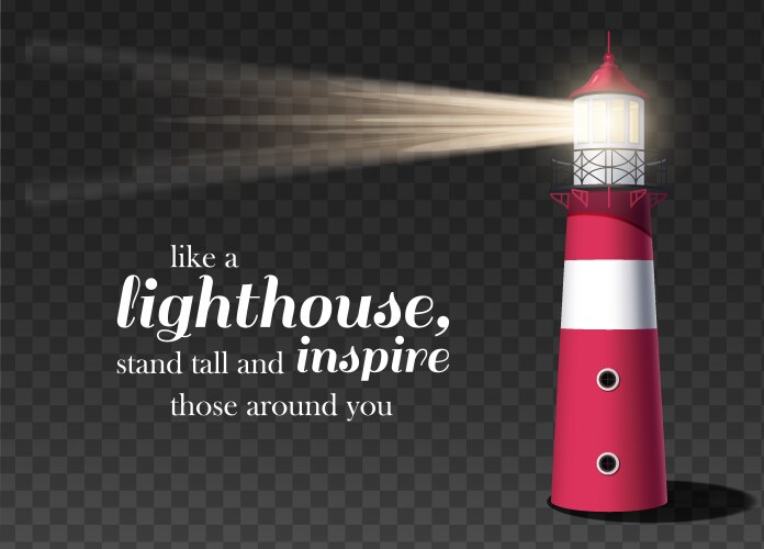 Realistic lighthouse in the night sky background Vector Image