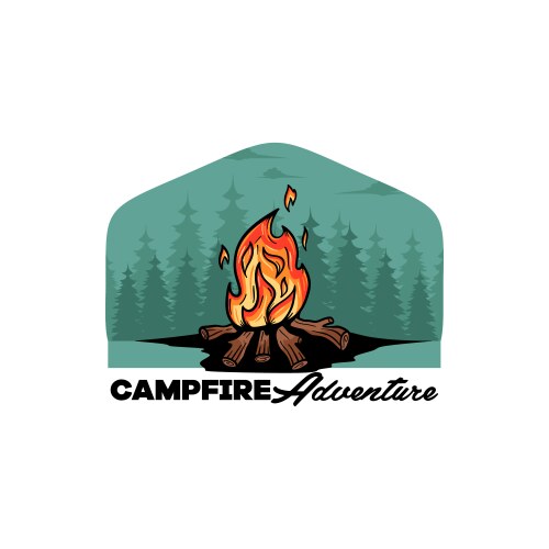Campfire logo designs with hand drawn style sport Vector Image