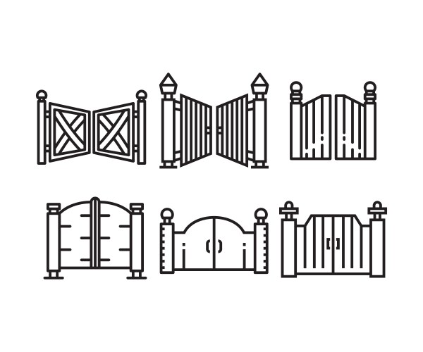 Gate and fence icons – Royalty-Free Vector | VectorStock