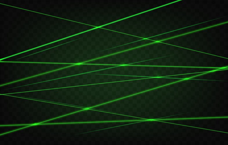 Crossed green laser beam lights background Vector Image
