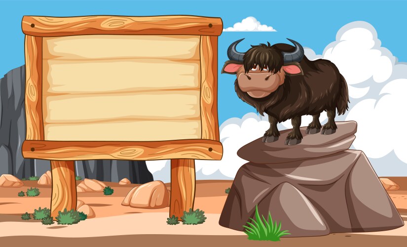 Cartoon hippopotamus standing next to a sign Vector Image